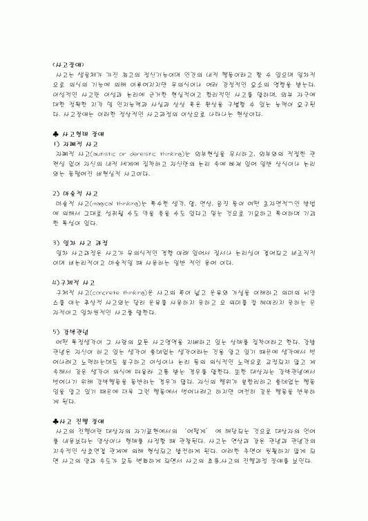 사고 장애 레포트 자료