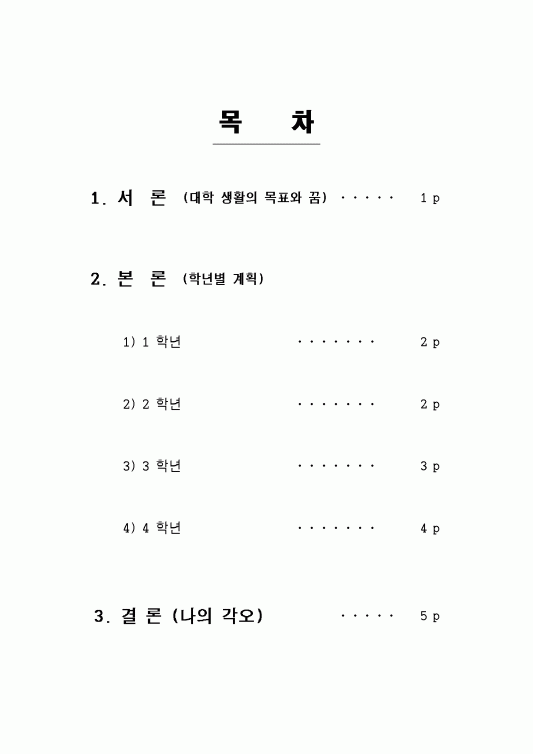 나의 대학 생활 계획서