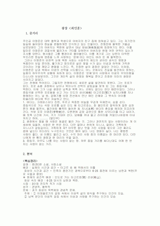 최인훈 광장 레포트 자료