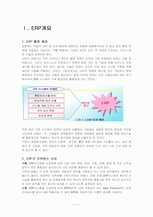 ERP의 개념과 특징,기능,효과,성공사례,실패사례 심층분석