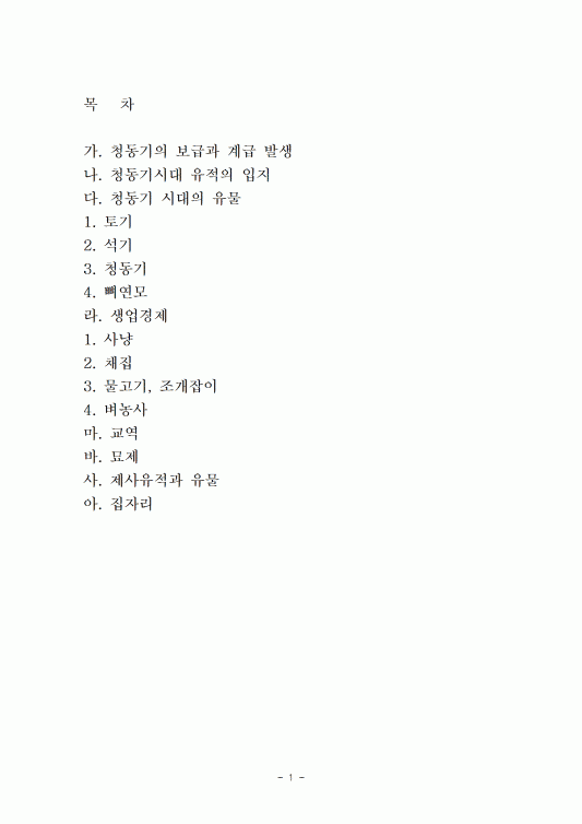 청동기시대 레포트 자료