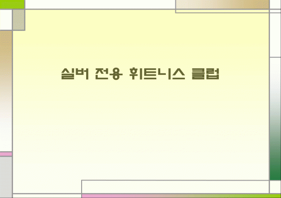 실버 전용 휘트니스 클럽 -  실버산업 사업 계획서