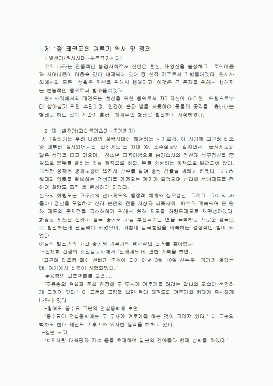 태권도 겨루기에 대하여