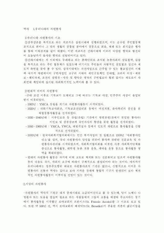 [사회과학] 자원봉사의 역사