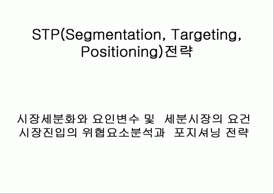 STP(Segmentation, Targeting, Positioning)전략