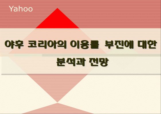 [마케팅] 야후 코리아의 이용률 부진에 대한 분석과 전망