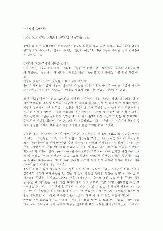교회 탐방 레포트 자료