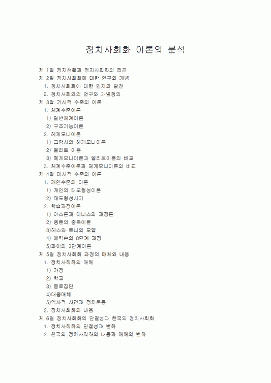 정치사회화 이론의 분석