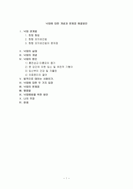 낙태에 대한 개념과 문제점 해결방안