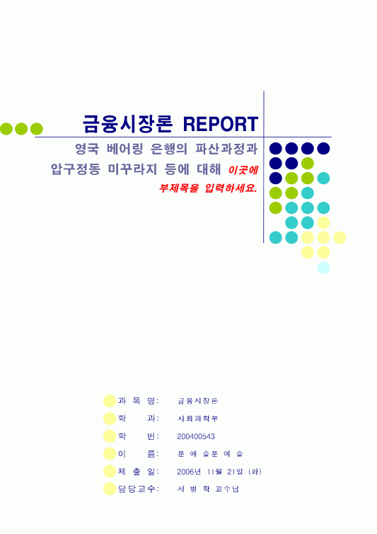 영국 베어링 은행의 파산과정과