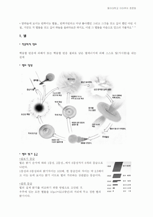 별과별자리 레포트 자료