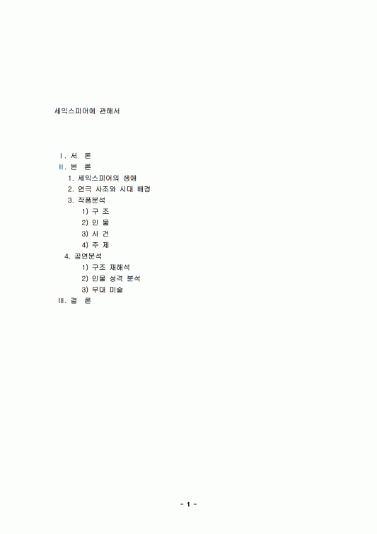 세익스피어에 관해서