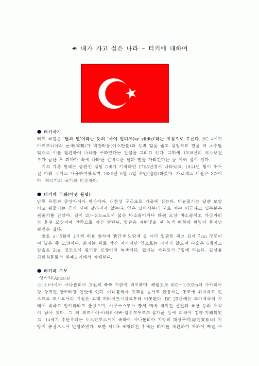 내가 가고 싶은 나라 - 터키에 대하여