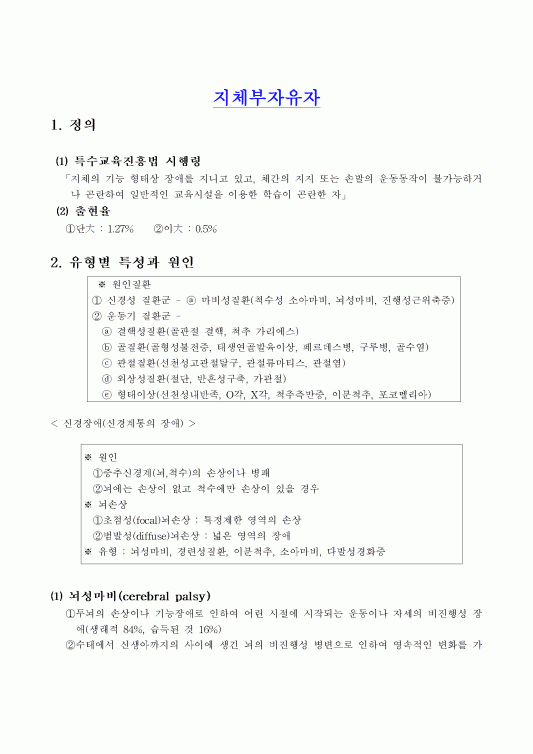 지체부자유자에 대한 조사.