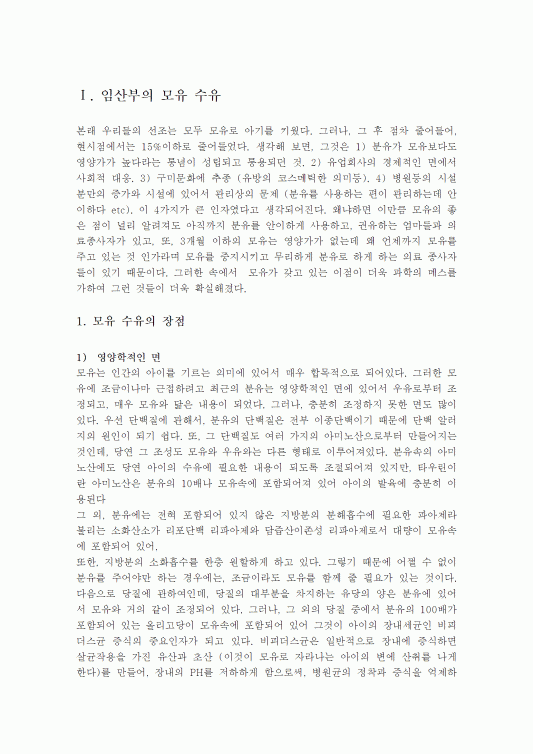 임산부의 모유수유 계획안