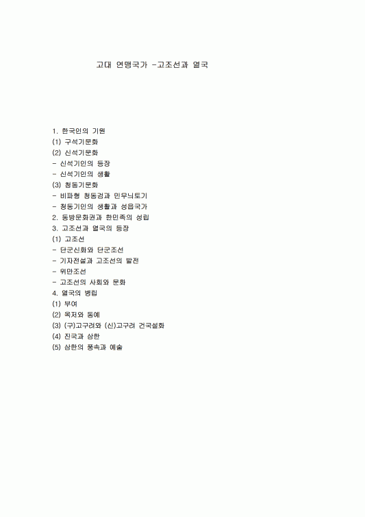 고대 연맹국가 -고조선과 열국