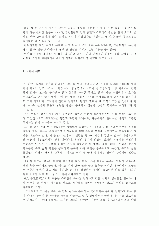 요가에 관한 정리 레포트