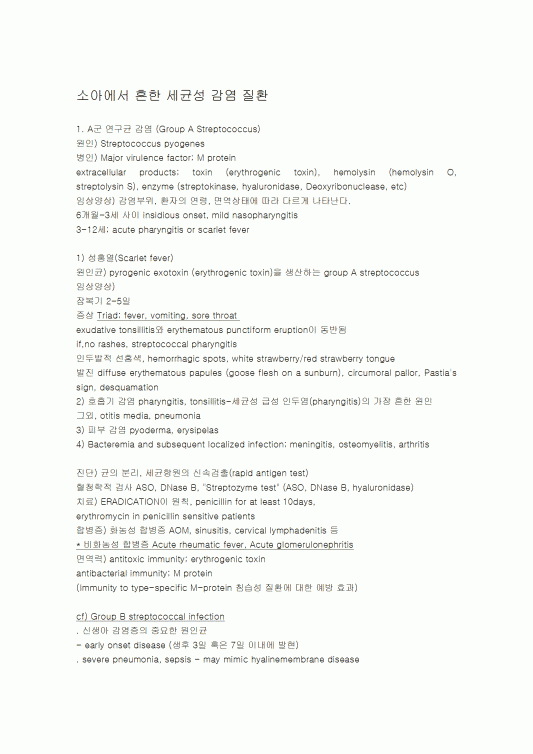 소아에서 흔한 세균성 감염 질환