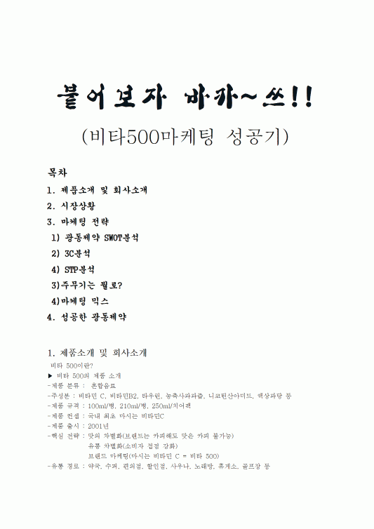 비타500마케팅 성공기