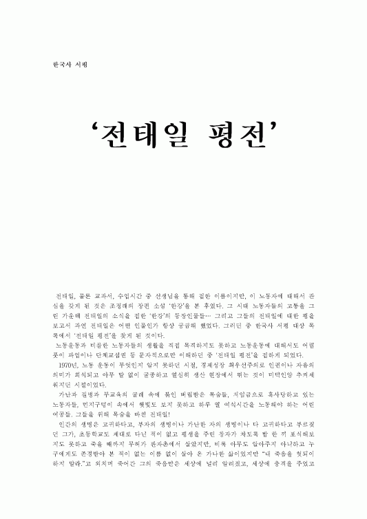 전태일 평전 생각, 견해