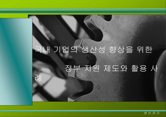 국내 기업의 생산성 향상을 위한  정부지원제도