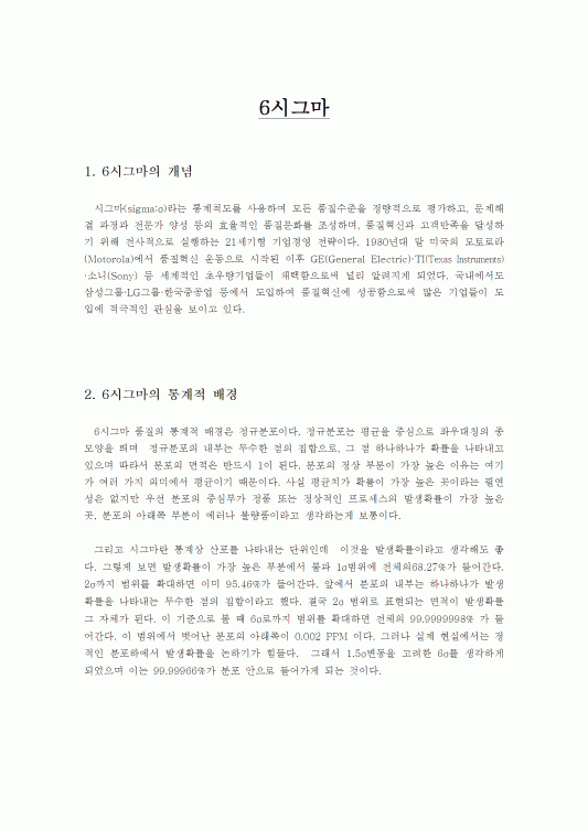 6시그마 경영 레포트