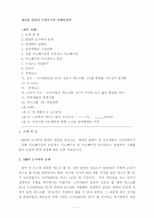 개인용 컴퓨터 수명주기와 마케팅전략