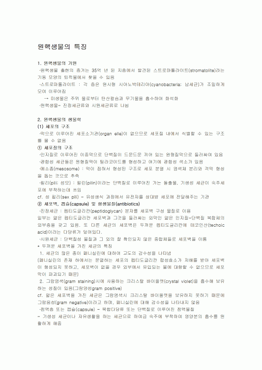 원핵생물의 특징