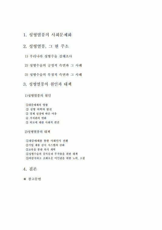 [성형]성형수술열풍(외모지상주의)의 원인과 대책
