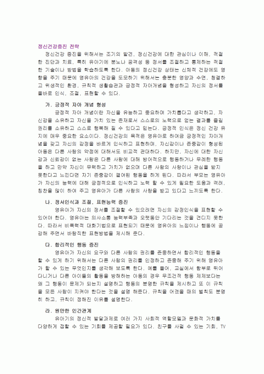 정신건강증진 전략과 아동기에 흔한 정신건강문제