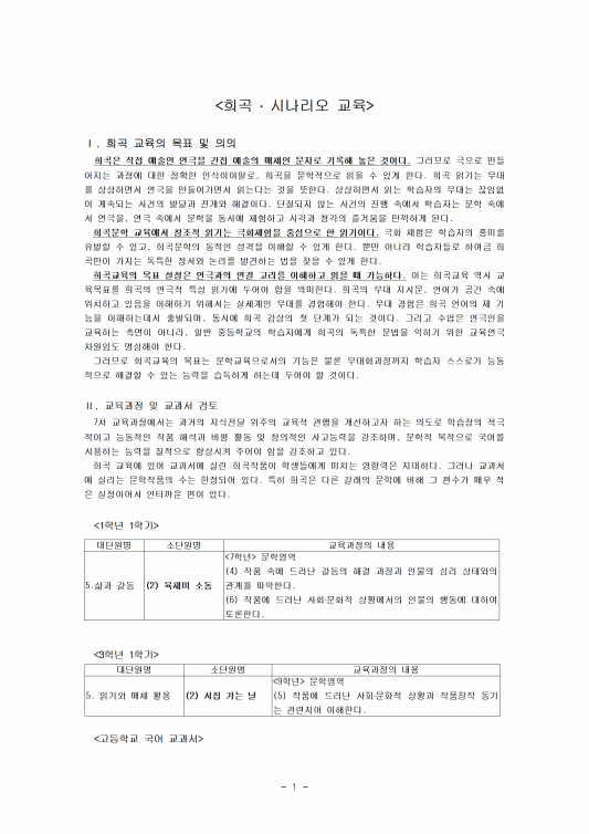 희곡, 시나리오 교육 발표문