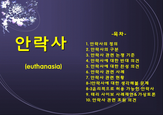 안락사에 대한 조사와 토론