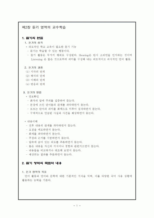 [국어교육론] 말하기. 듣기 영역의 교수학습