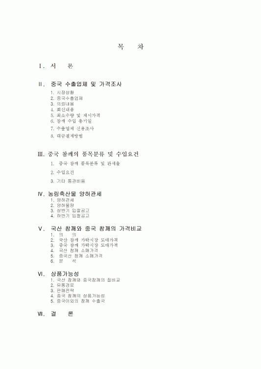 중국산 참깨 시장조사