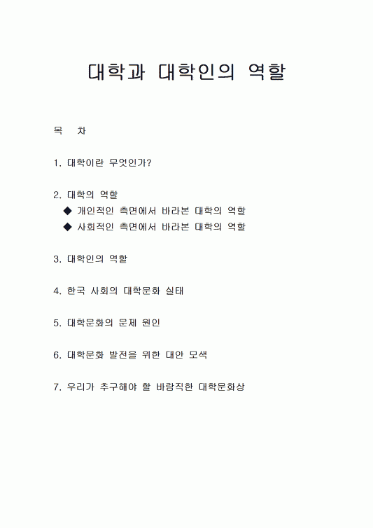 대학과 대학인의 역할