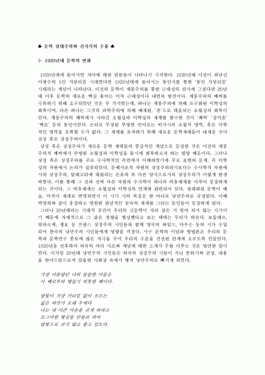 1920년대 문학 절대주의와 신지식의 수용