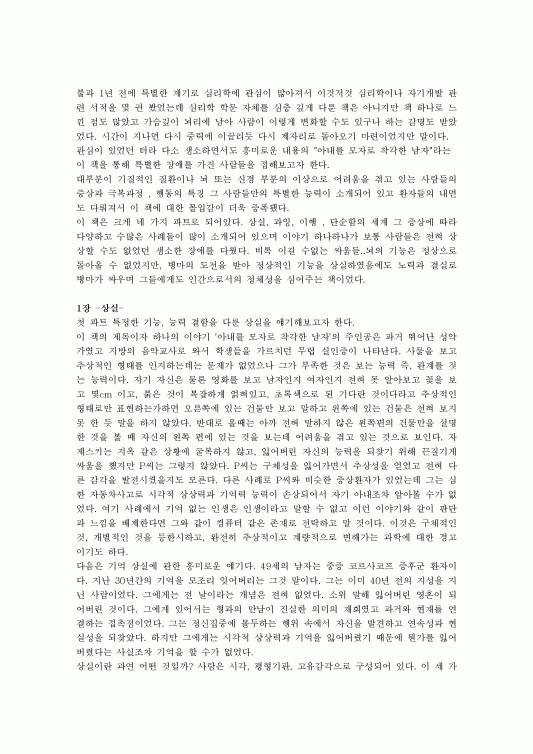 아내를 모자로 착각한 남자 독후감입니다.