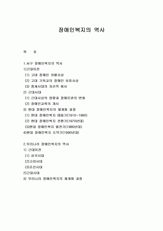 장애인복지의 역사