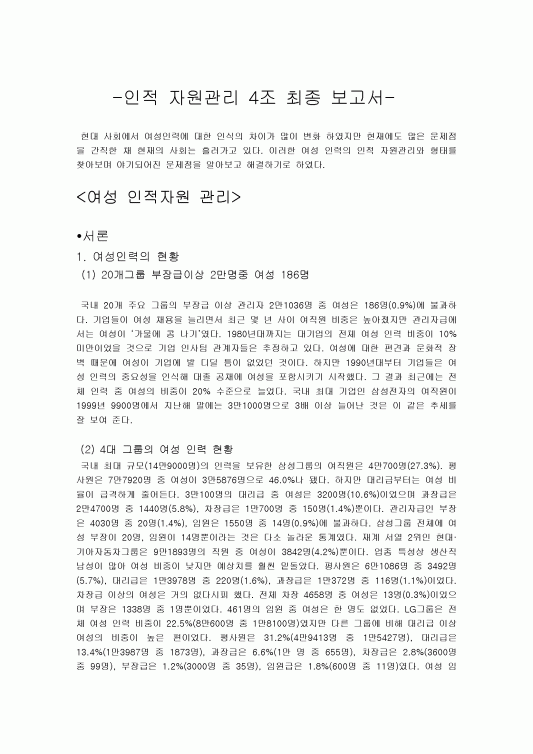 여성인적 자원 관리