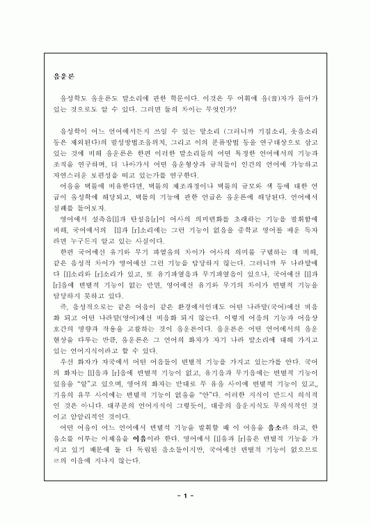 음운론정리 레포트 자료