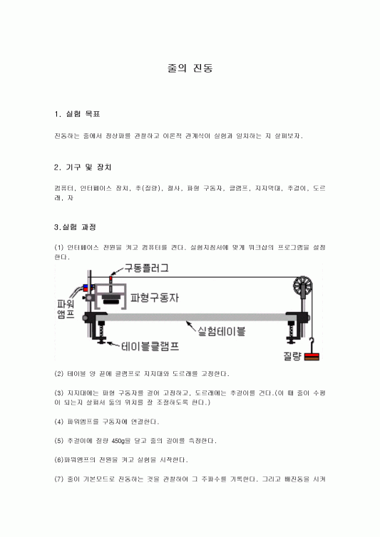 줄의 진동 레포트 자료
