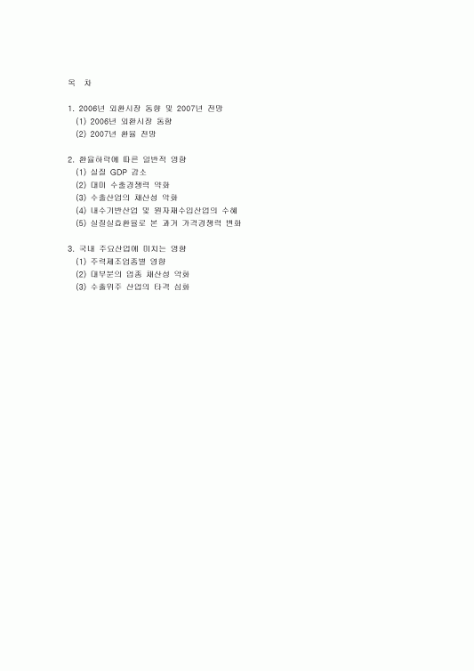 [외환론]환율하락이 주요산업에 미치는 영향