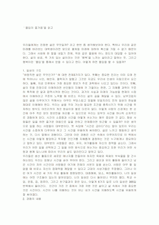 몰입의 즐거움 서평