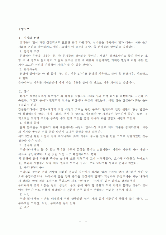 문방사우에 대하여
