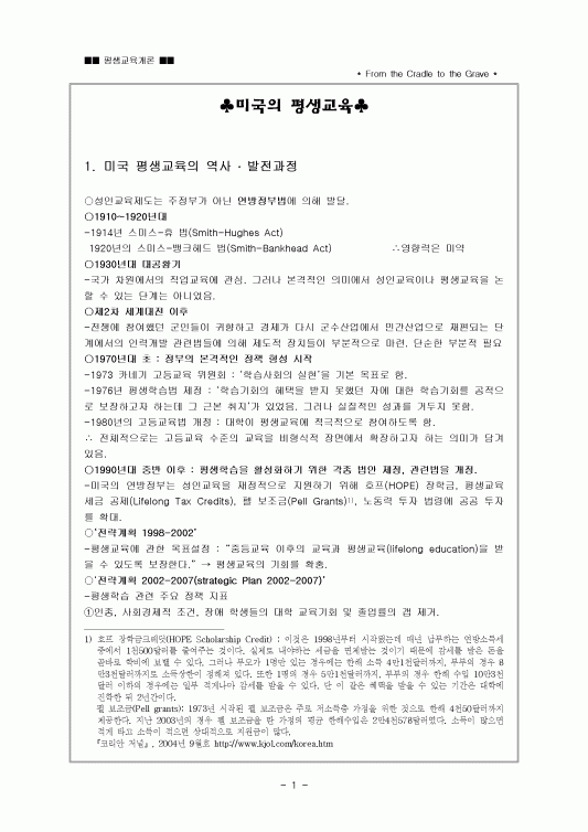 미국의 평생교육