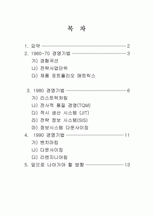 경영혁신 기법 총정리