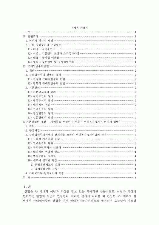 [법학]근대입헌주의의 헌법-(써머리 및 리포트, 프리젠테이션자료)