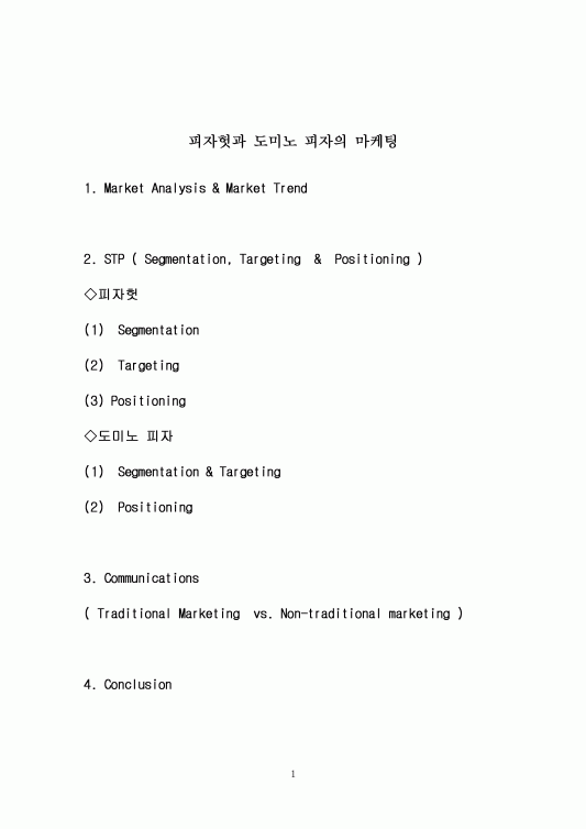 피자헛과 도미노 피자의 마케팅
