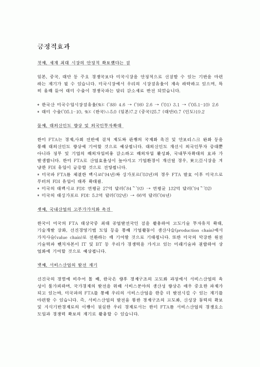 fta의 장단점(긍정적효과와 부정적효과)