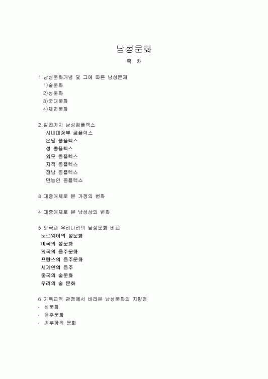 우리나라의 남성문화